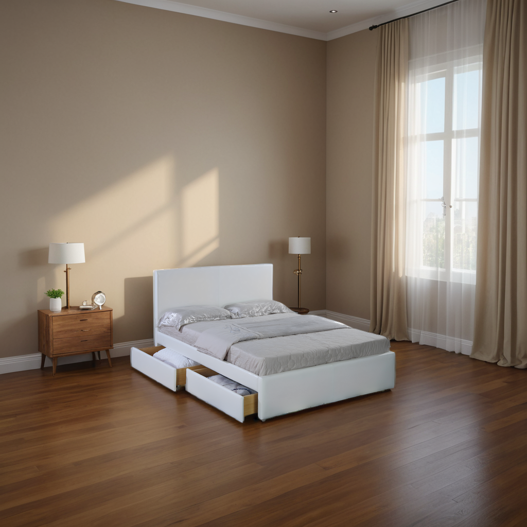 NANTES UPHOLSTERED PU DOUBLE BED WITH DRAWERS– CLW Africa